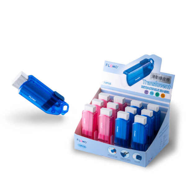 ER-R2101 Translucent Retractable Standard Eraser, Pack of 12 | FLOMO Group