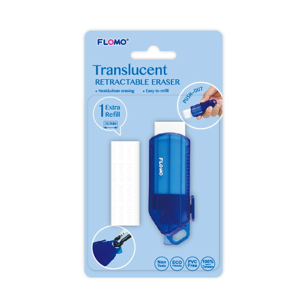 FF-R2101K2 Translucent Retractable Standard Eraser Set,1 pc and 1 ...